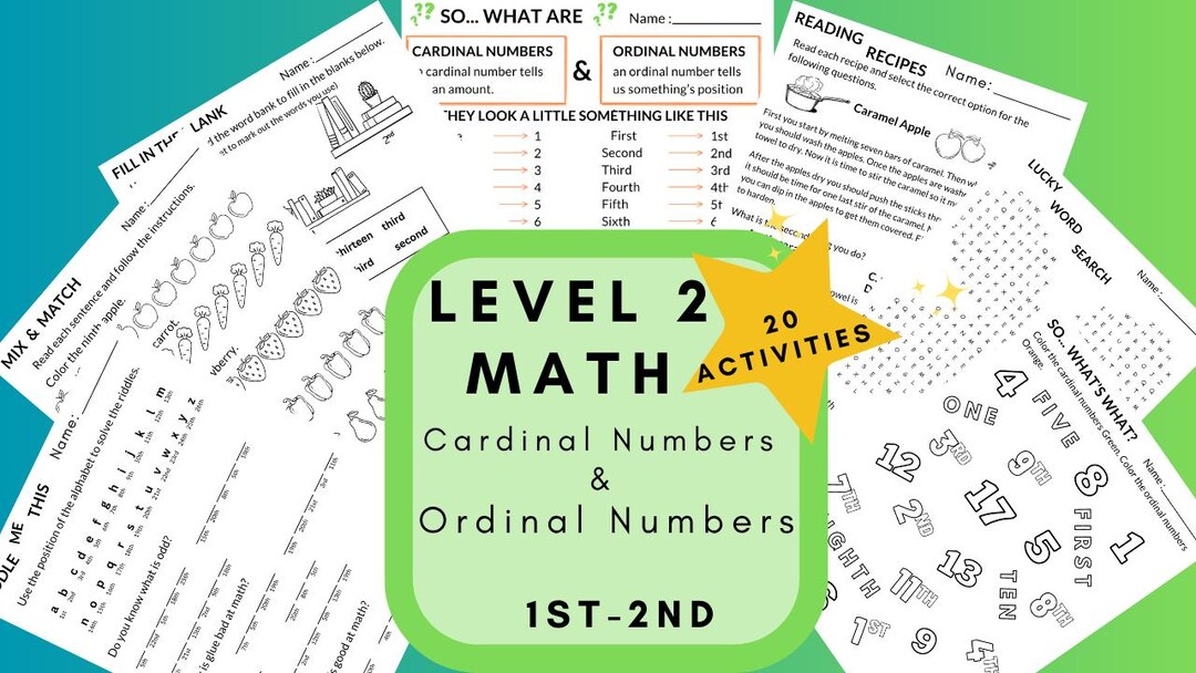 1st-2nd Grade Math Worksheets: Cardinal & Ordinal Numbers (PDF Download ...