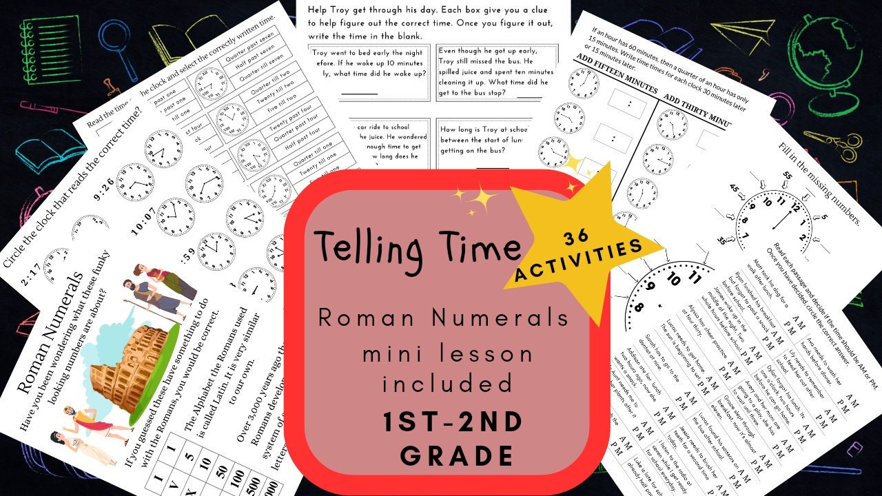 Telling Time 1st & 2nd Grade Math Worksheets Printable Includes Visual ...