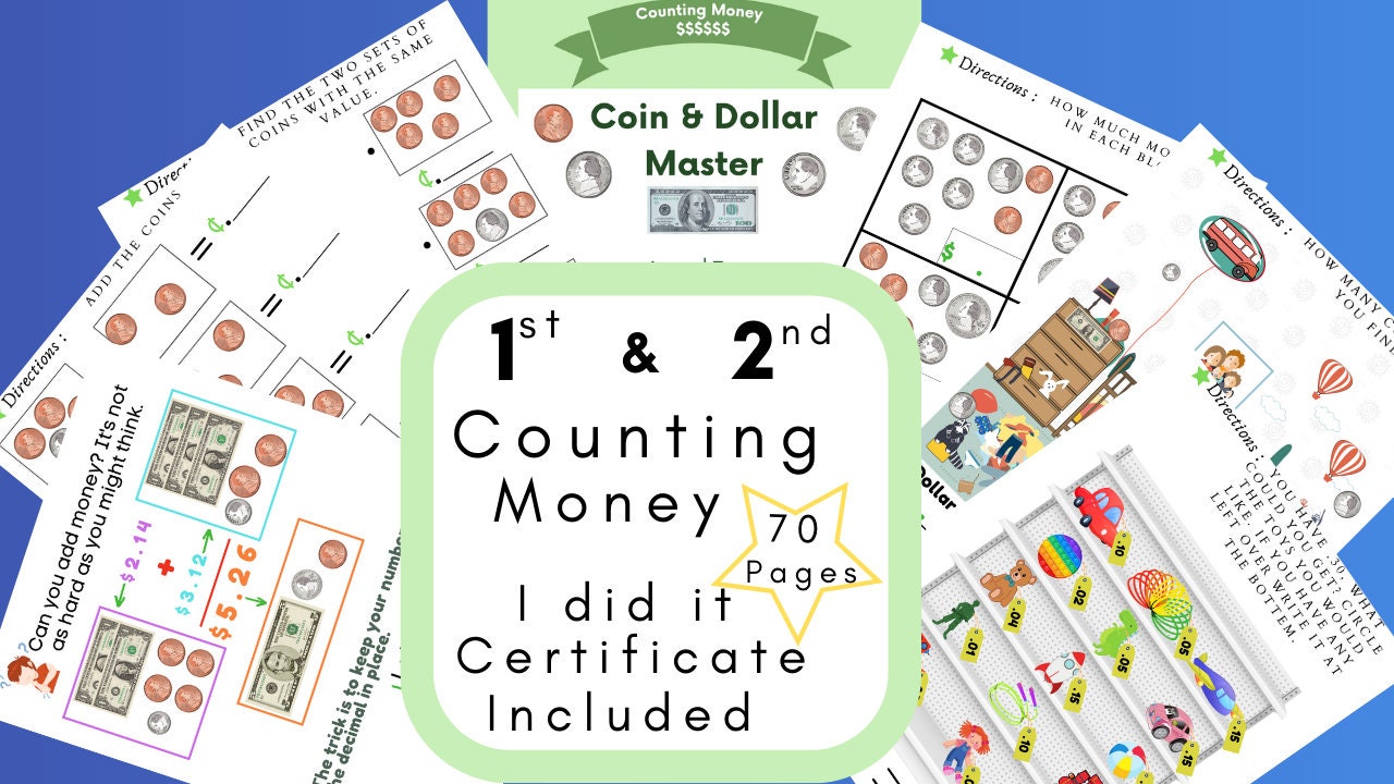 Learn to Count Money Worksheets, Counting Coins & Dollars - Etsy