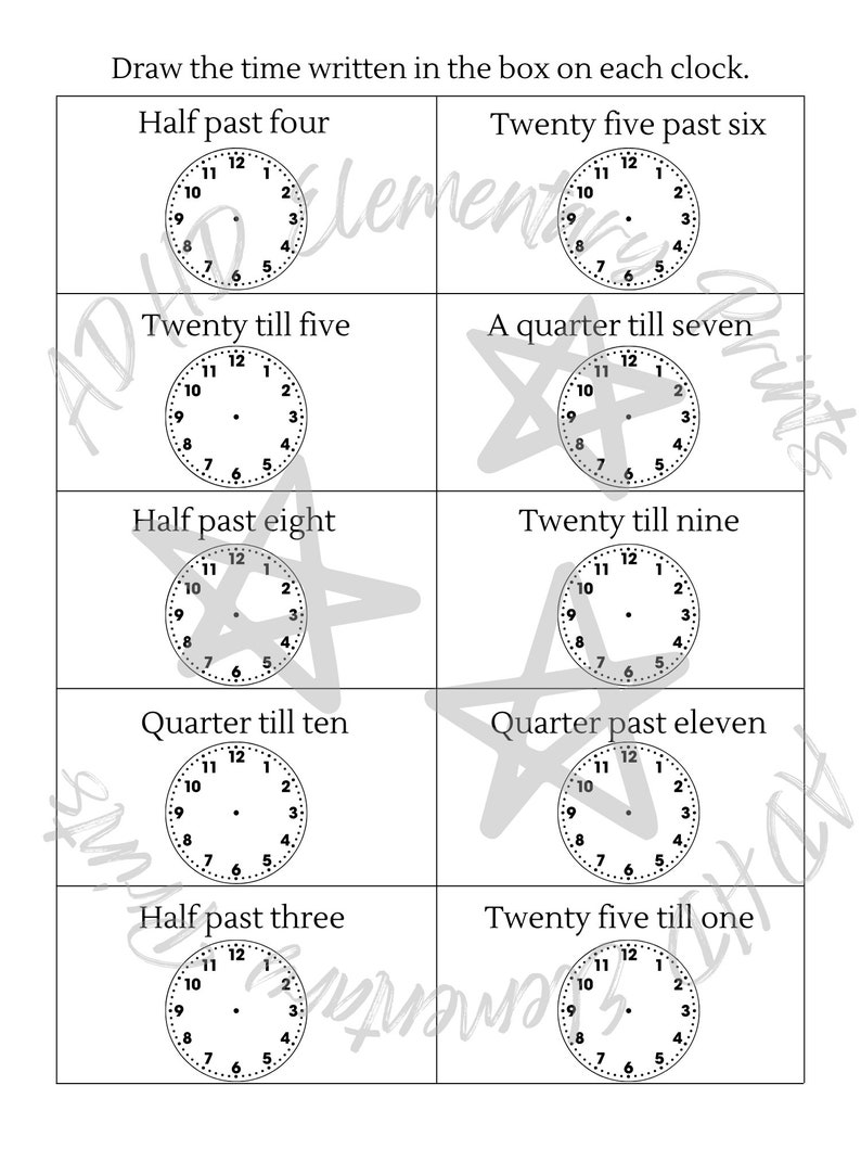 Telling Time 1st & 2nd Grade Math Worksheets Printable Includes Visual ...