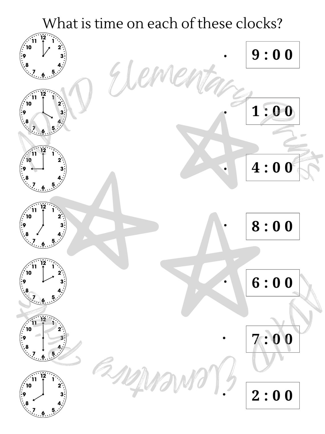 Telling Time 1st & 2nd Grade Math Worksheets Printable Includes Visual ...