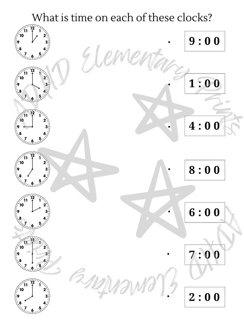 Telling Time 1st & 2nd Grade Math Worksheets Printable Includes Visual ...
