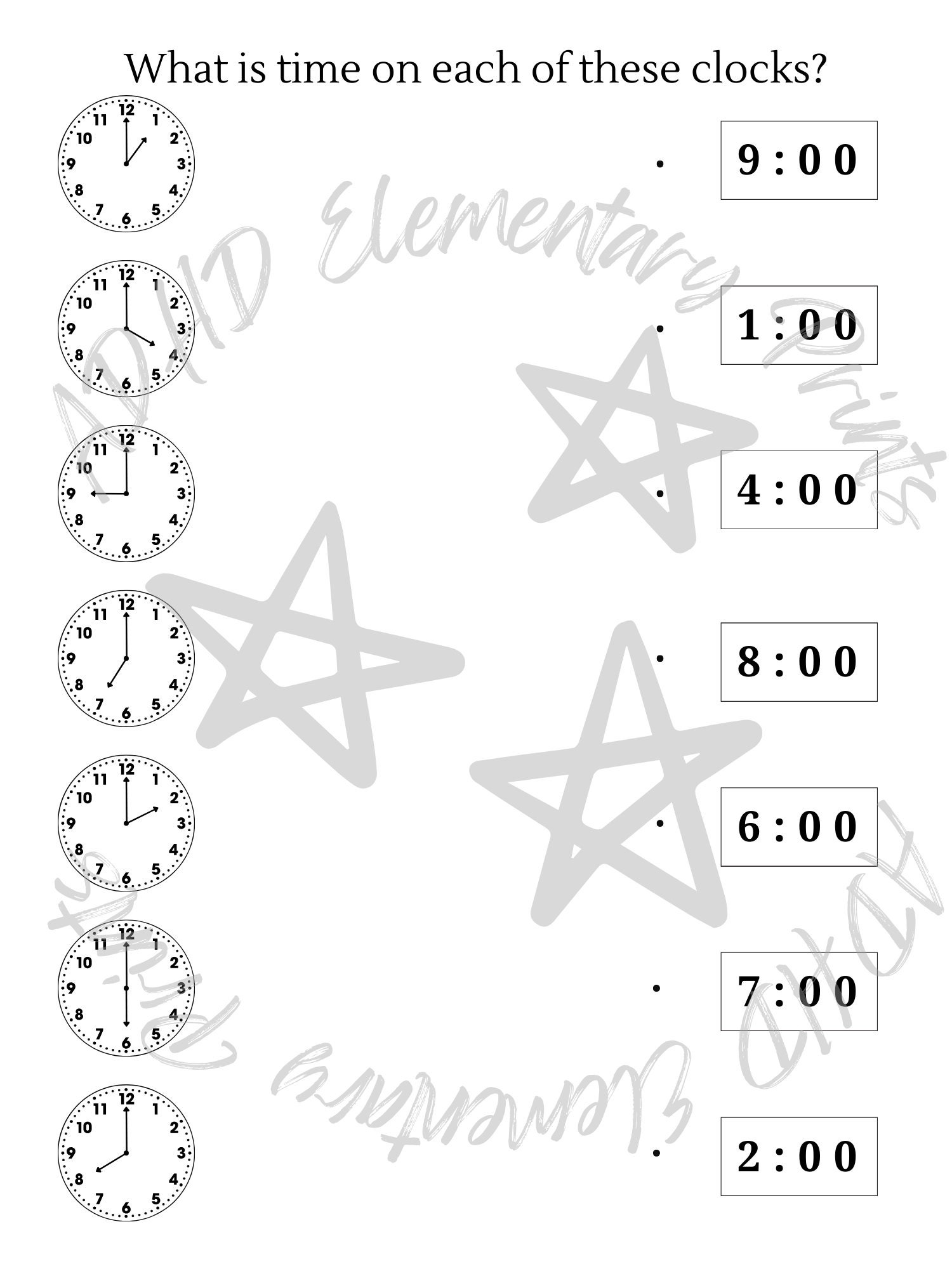 Telling Time 1st & 2nd Grade Math Worksheets Printable Includes Visual ...