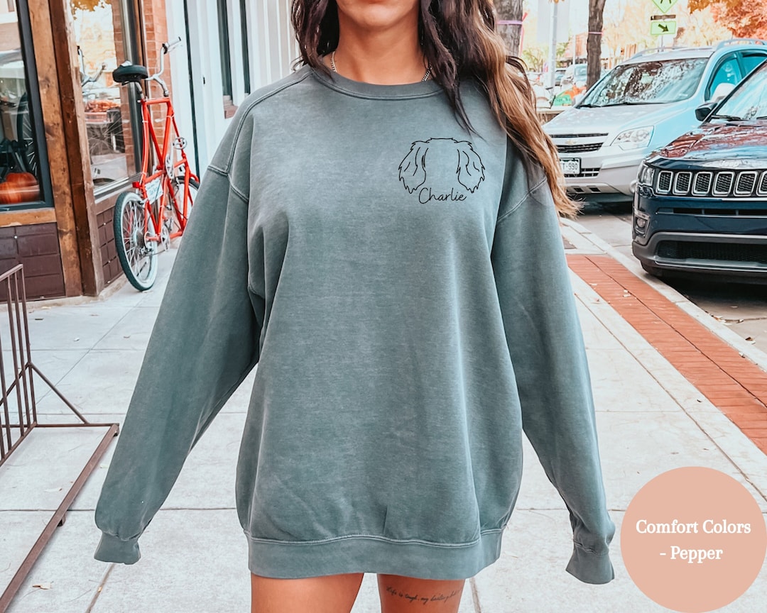 Custom Dog Ear Comfort Colors Sweatshirt, Personalized Dog Name on ...