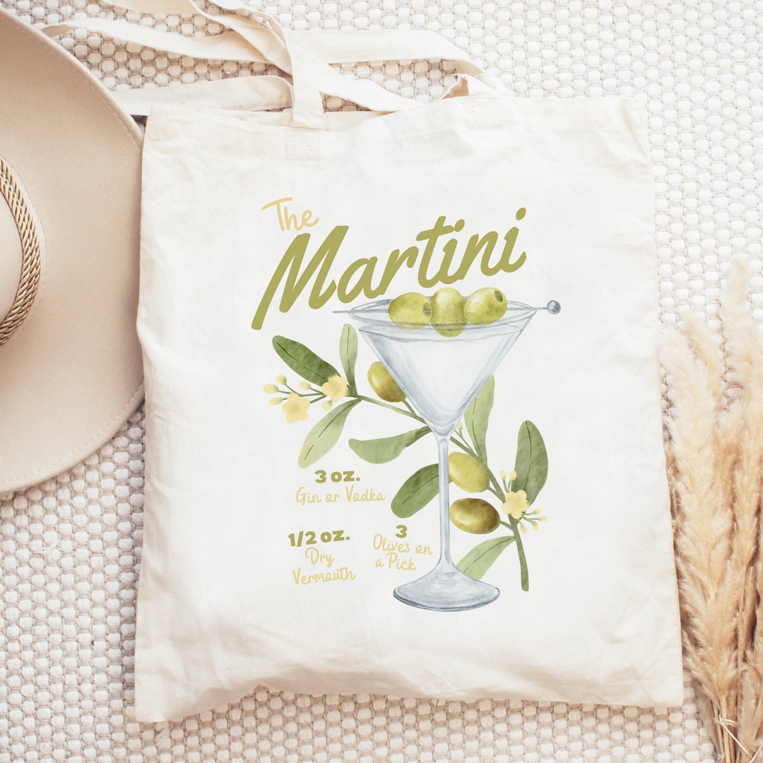 The Martini Cotton Canvas Tote Bag, Retro Martini Canvas Bag, Dirty ...