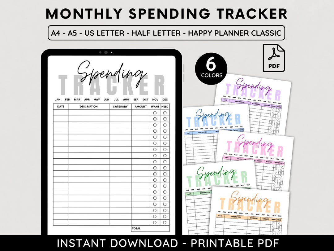 Spending Tracker, Expense Tracker, Monthly Bill Tracker, Monthly Budget ...