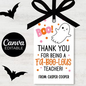 Editable Halloween Treat Tags, Teacher Appreciation Favor Tag, Spooky ...