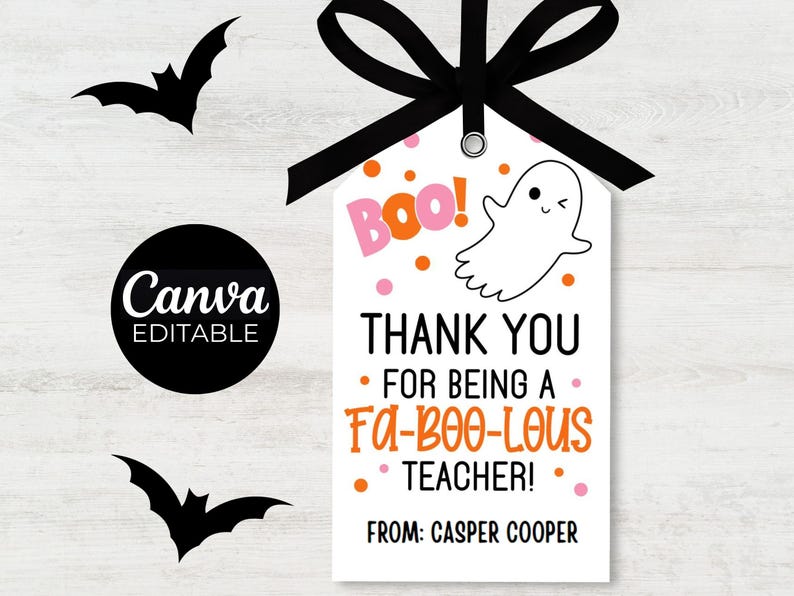 Editable Halloween Treat Tags, Teacher Appreciation Favor Tag, Spooky ...