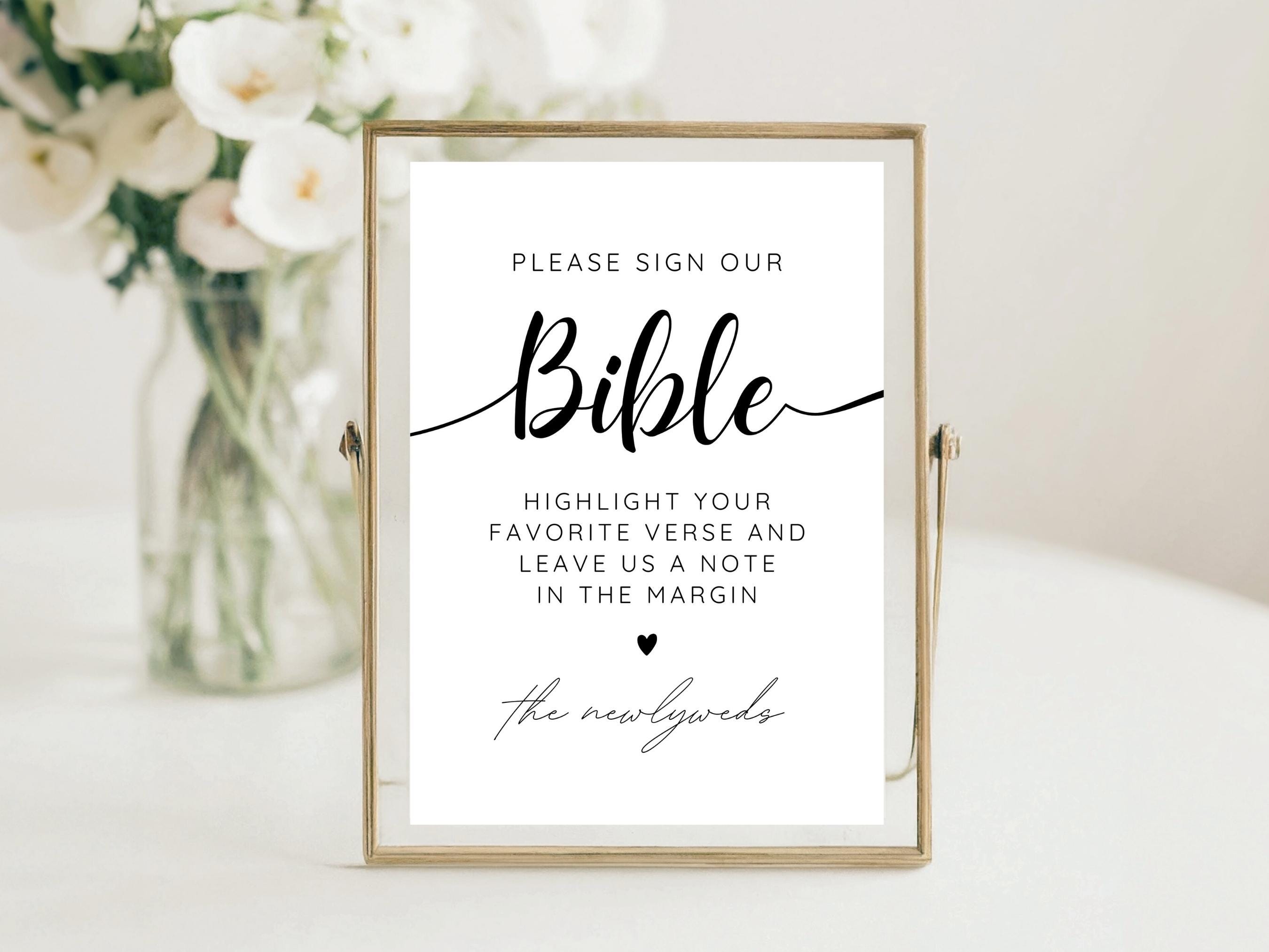 Bible Guest Book Sign, Bible Verse Wedding Guestbook Template ...