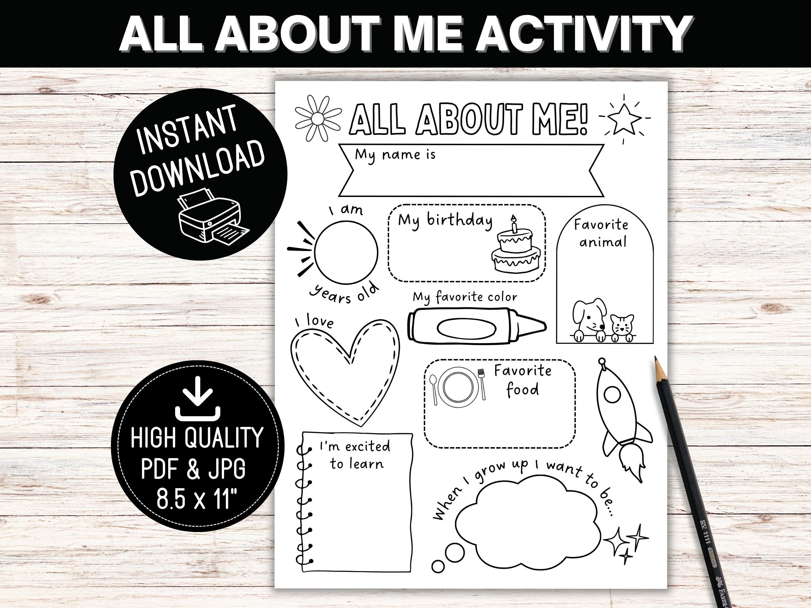 All About Me Printable, Back to School Worksheet Kids, Get to Know Me ...