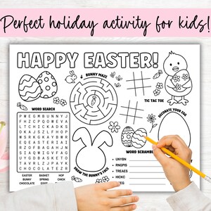 Easter Activity Placemat, Printable Kids Activity Sheet, Fun Easter ...