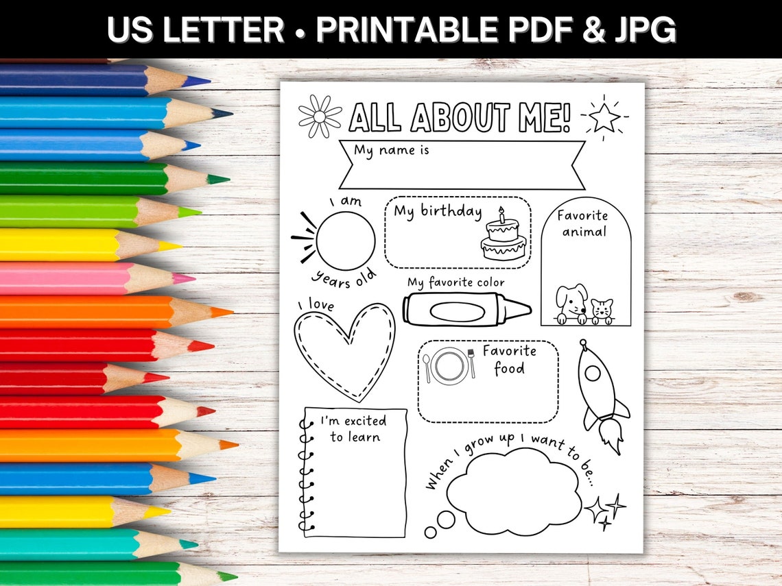 All About Me Printable, Back to School Worksheet Kids, Get to Know Me ...
