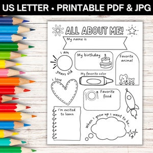 All About Me Printable, Back to School Worksheet Kids, Get to Know Me ...