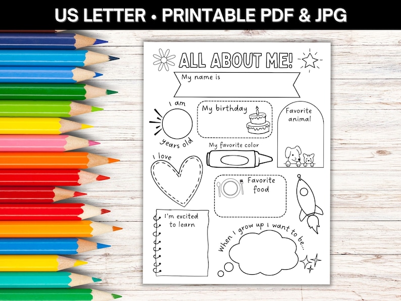 All About Me Printable, Back to School Worksheet Kids, Get to Know Me ...