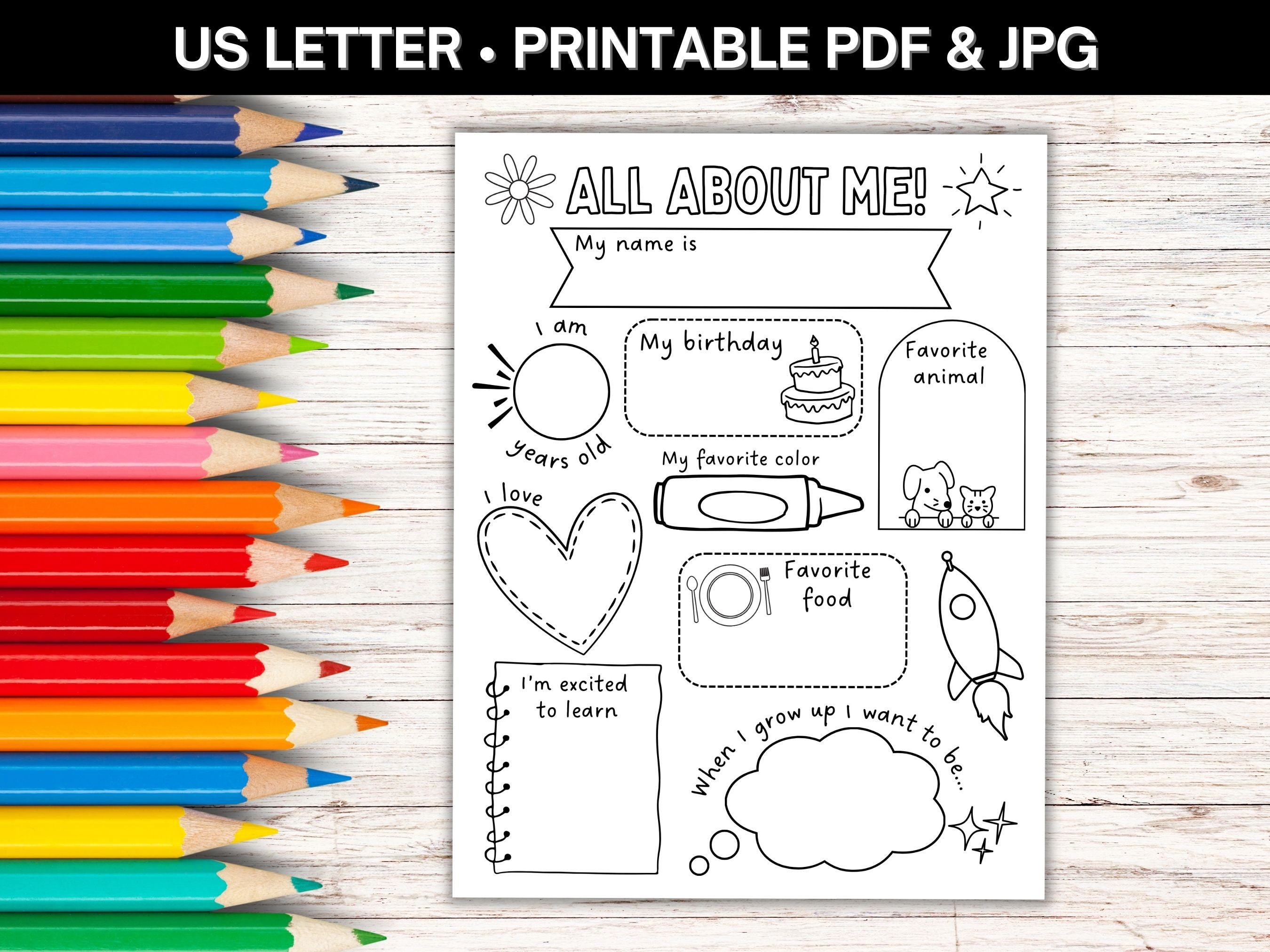 All About Me Printable, Back to School Worksheet Kids, Get to Know Me ...