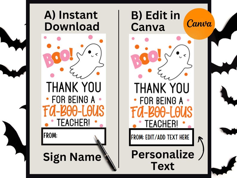 Editable Halloween Treat Tags, Teacher Appreciation Favor Tag, Spooky ...