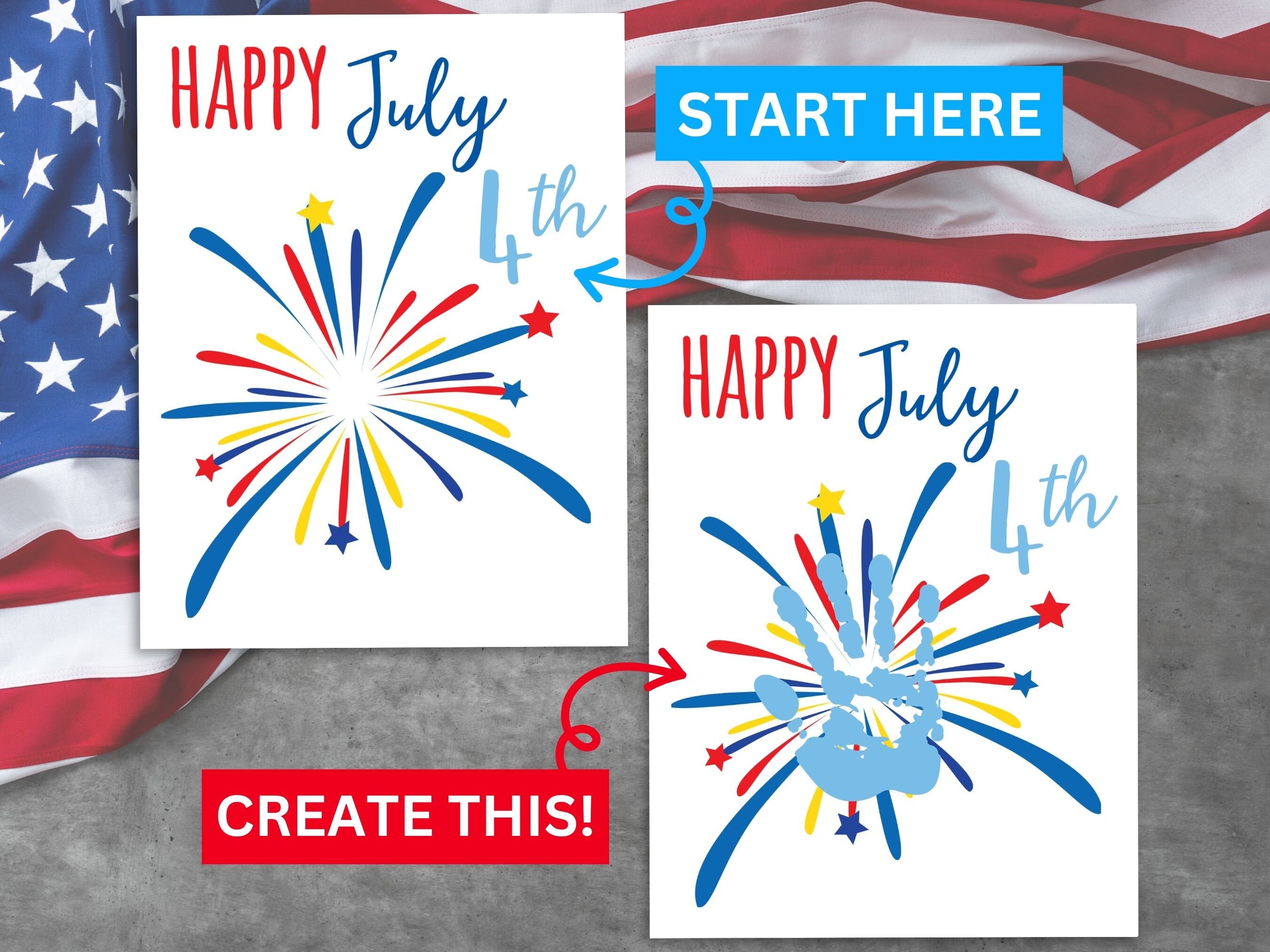Happy 4th Handprint Art, Patriotic Independence Day Craft for Kids ...