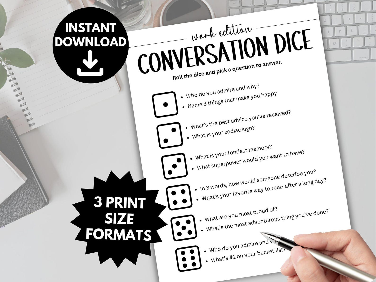 Work Party Games, Conversation Dice Icebreaker Game, Getting to Know ...