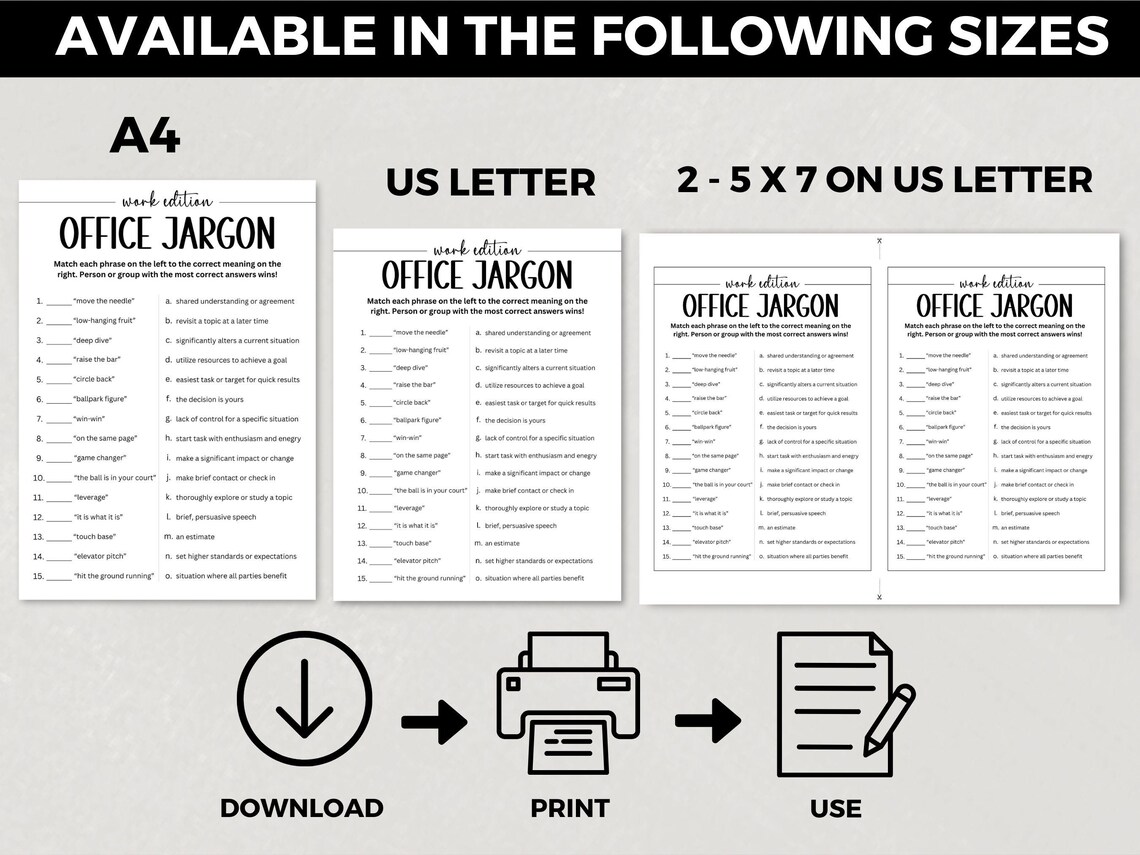 Office Jargon Work Party Game, Icebreaker Games, Printable Office Party ...
