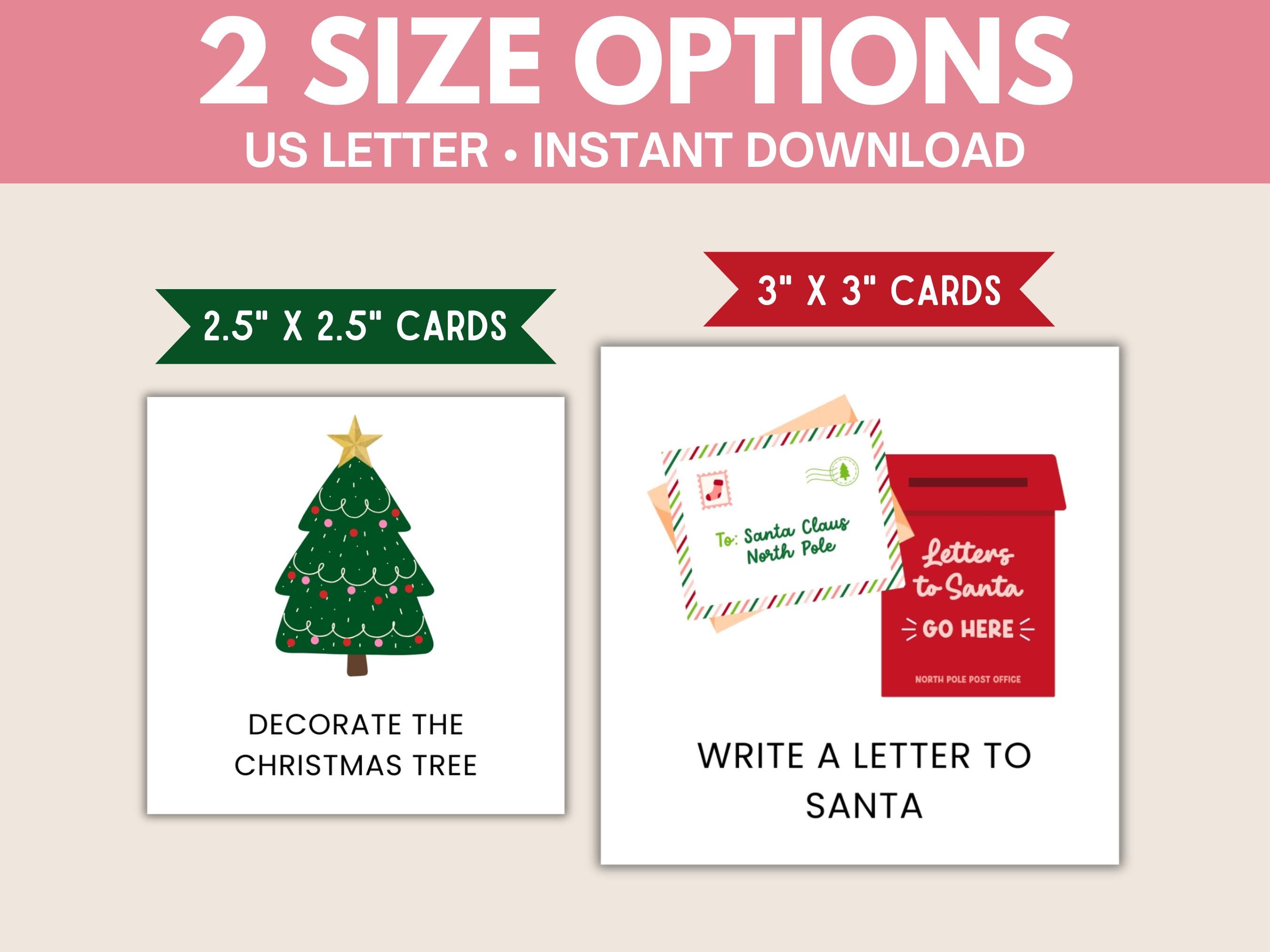 Advent Calendar Activity Cards, Christmas Countdown Cards, Christmas ...