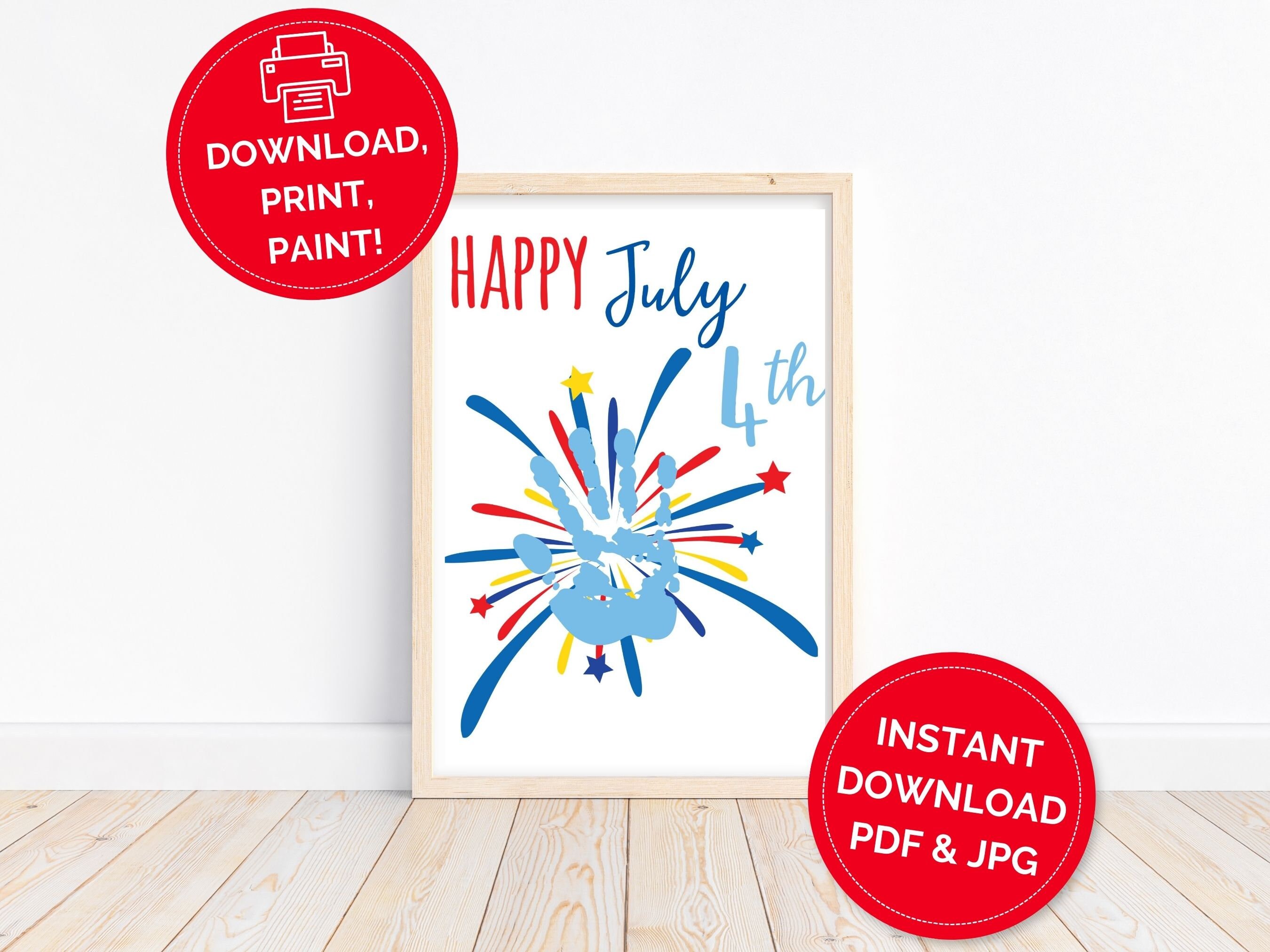 Happy 4th Handprint Art, Patriotic Independence Day Craft for Kids ...