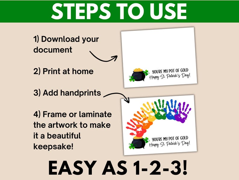 St. Patrick's Day Handprint Craft for Kids, Printable Holiday Activity ...