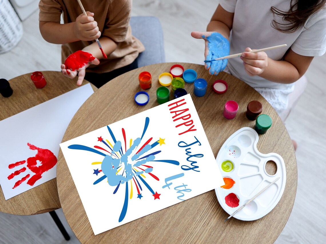 Happy 4th Handprint Art, Patriotic Independence Day Craft for Kids ...