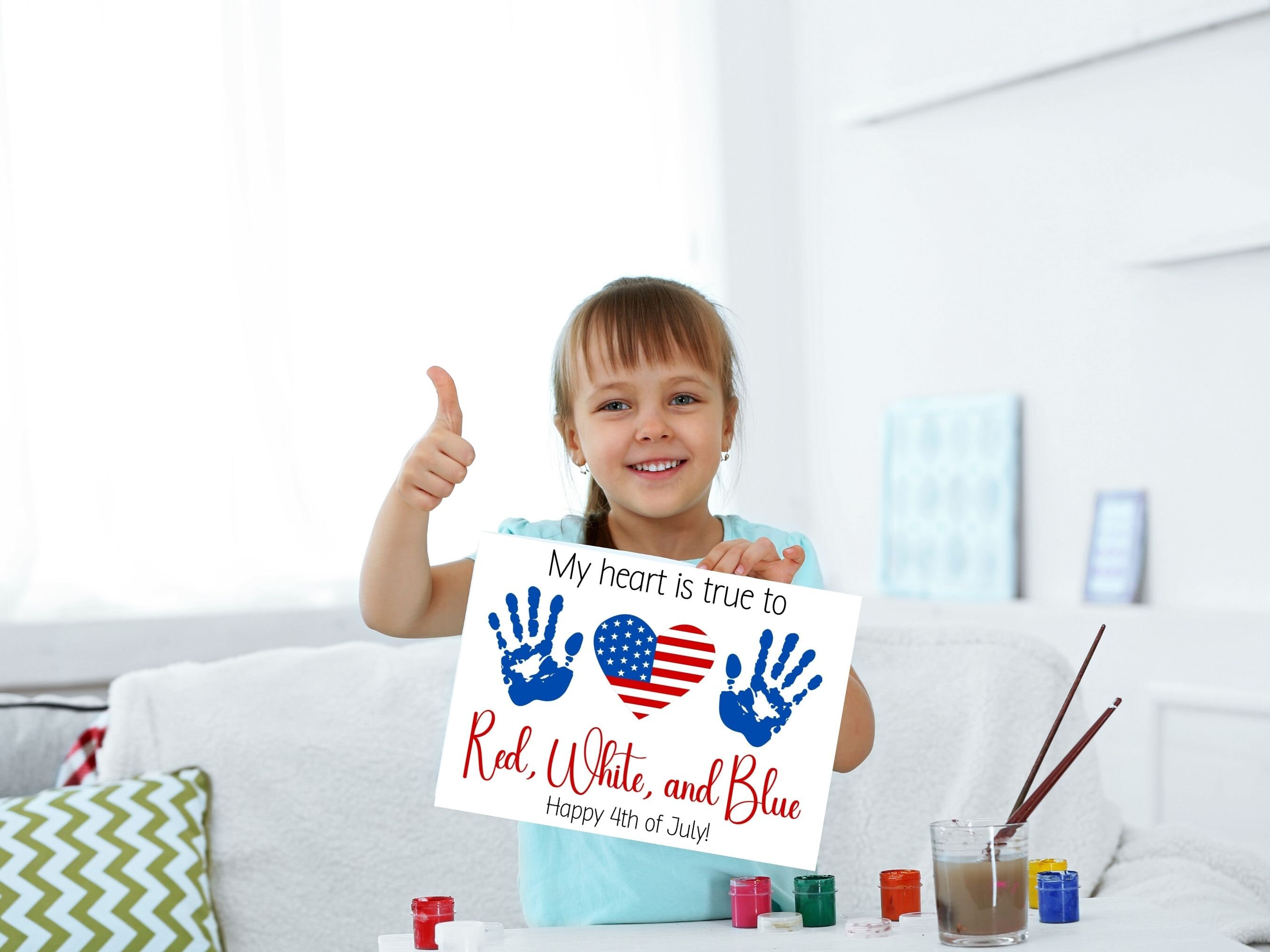 4th of July Handprint Art Craft, Independence Day Activity Kids ...