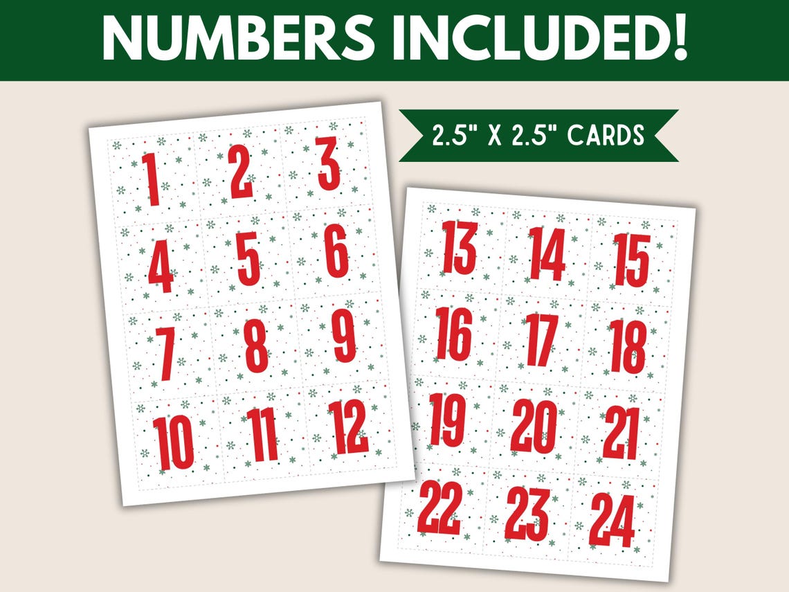 Advent Calendar Activity Cards, Christmas Countdown Cards, Christmas ...