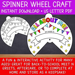 All About Me Spinner Wheel Coloring Craft, Back to School Template ...