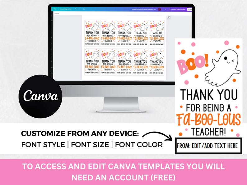 Editable Halloween Treat Tags, Teacher Appreciation Favor Tag, Spooky ...