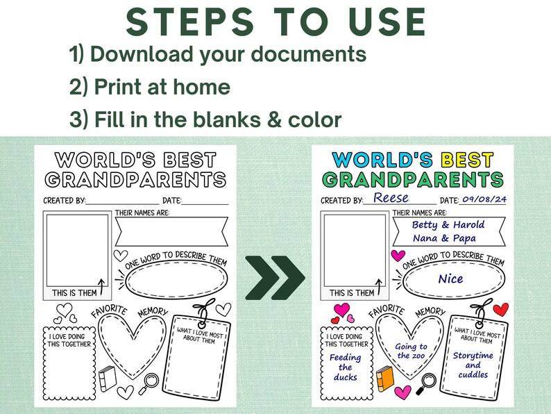 Grandparents Day Craft, All About My Grandpa Gift, All About My Grandma ...