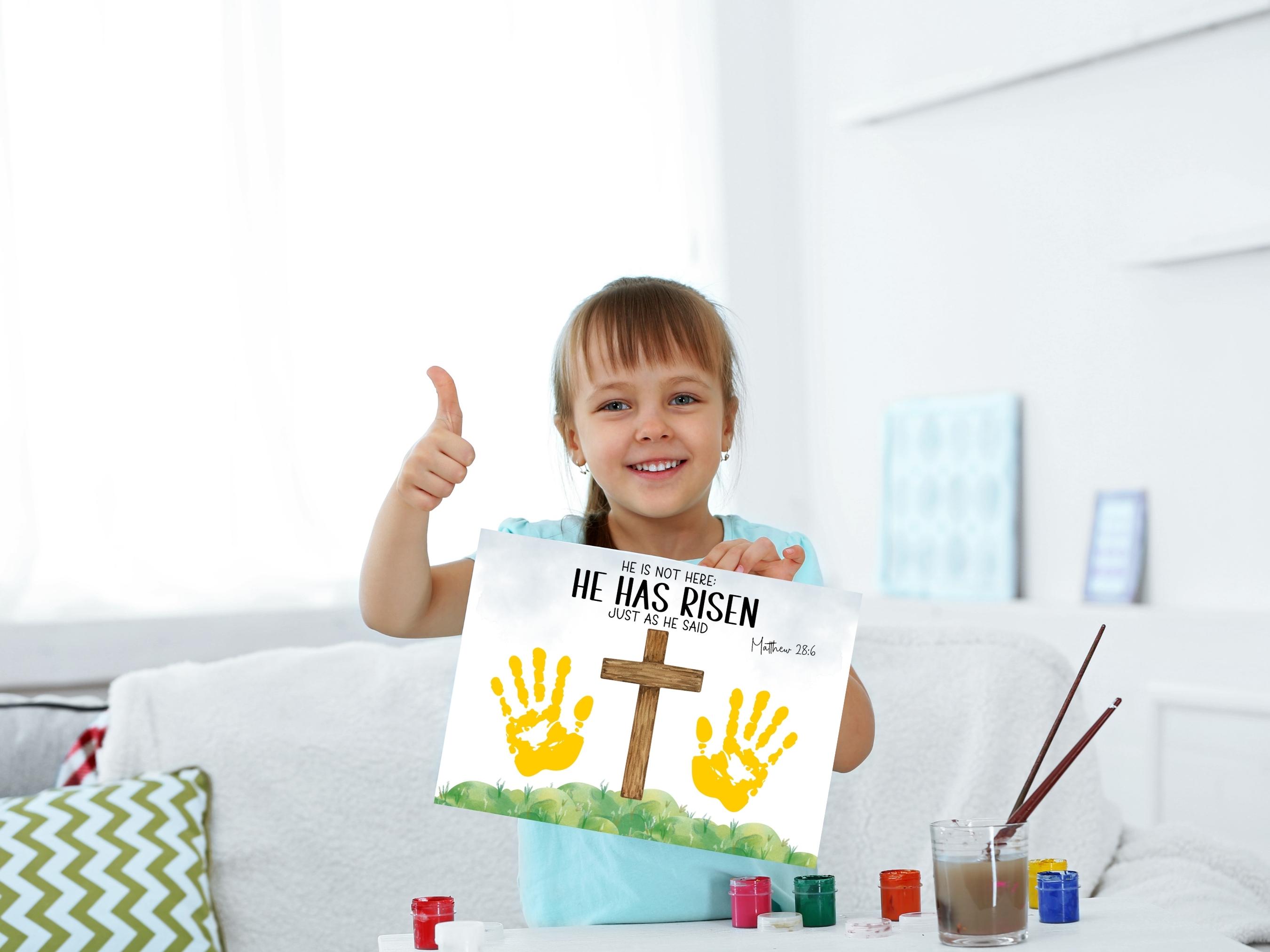 Easter Handprint Craft for Kids, He is Risen Holiday Activity, DIY ...