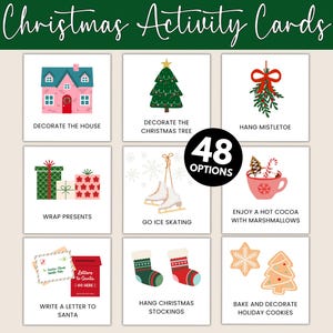 Advent Calendar Activity Cards, Christmas Countdown Cards, Christmas ...