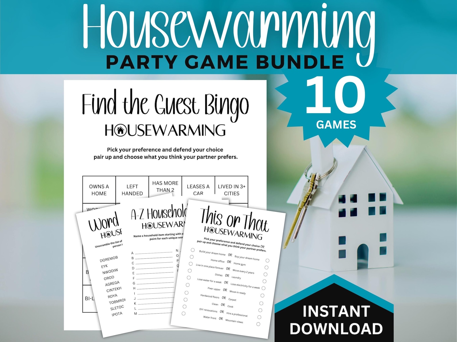 Housewarming Games Bundle, New House Party Game, Housewarming Party ...