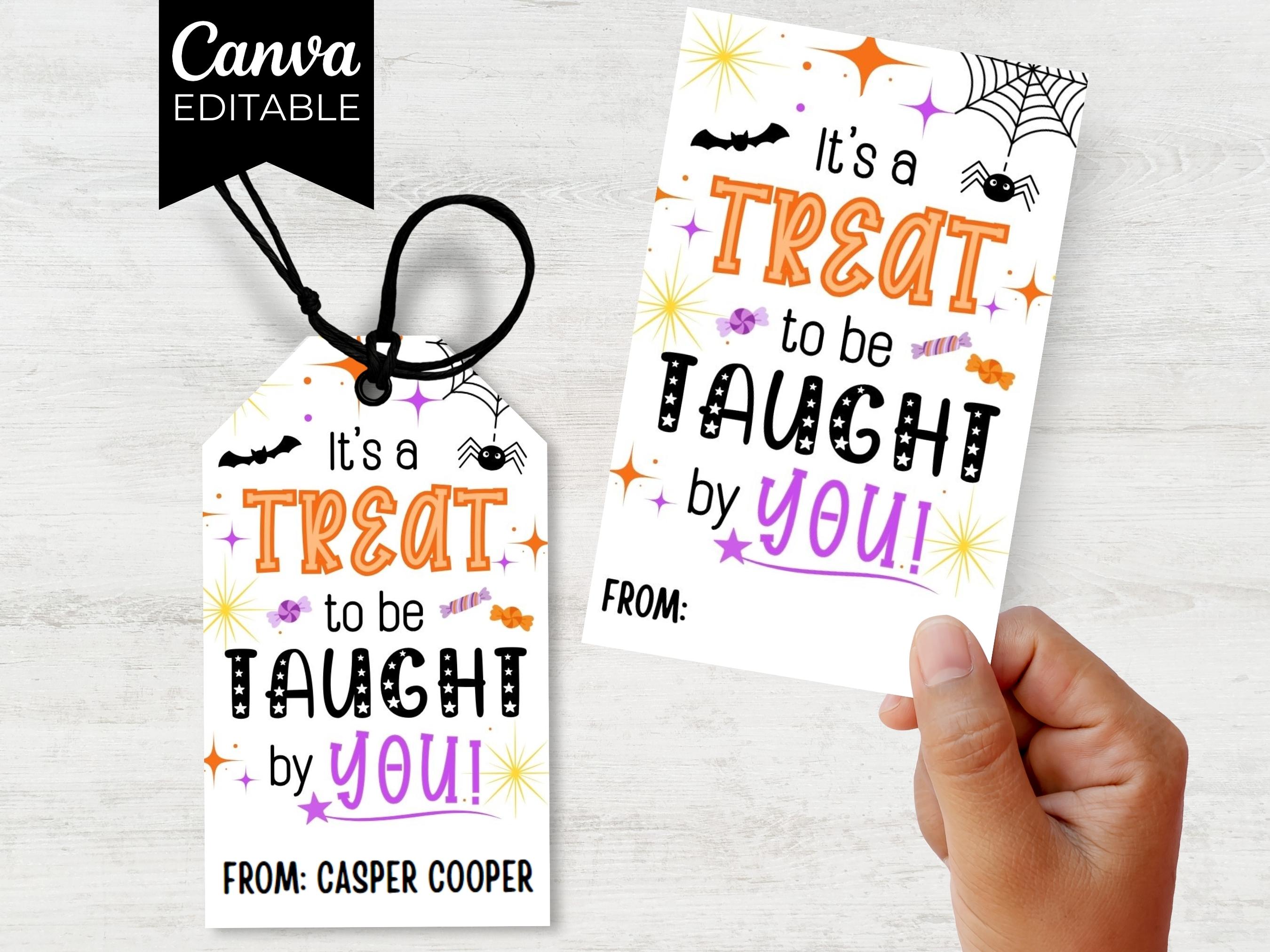 Editable Halloween Treat Tags, Teacher Appreciation Gift Tag, Printable ...