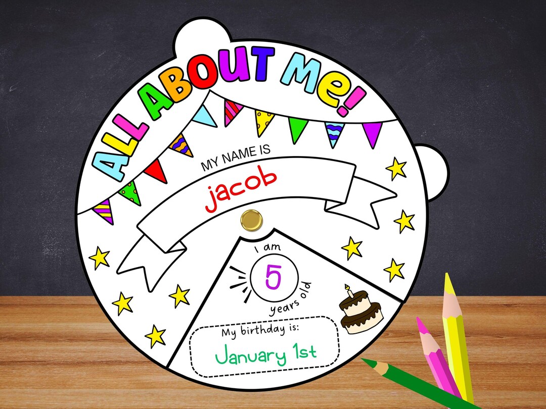 All About Me Spinner Wheel Coloring Craft, Back to School Template ...