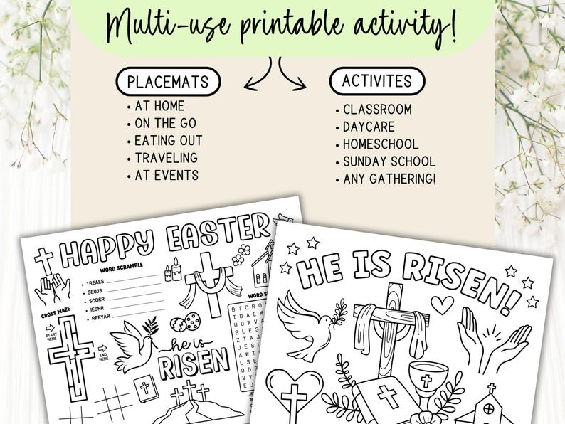 Easter Story Activity Placemat, Fun Sunday School Easter Craft, Kids ...