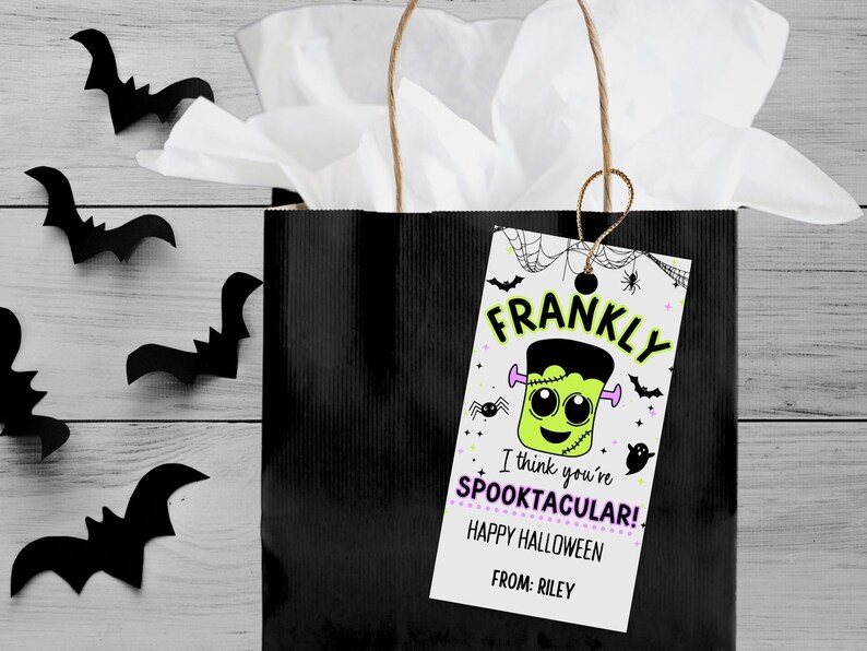 Editable Halloween Favor Tags, Halloween Treat Tag, Frankenstein Gift ...