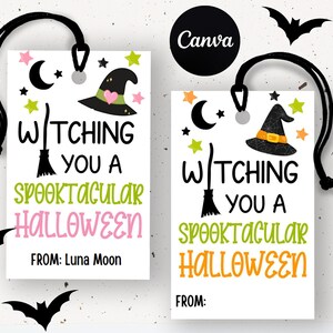Editable Halloween Treat Tags, Spooktacular Party Favor Tag, Spooky ...