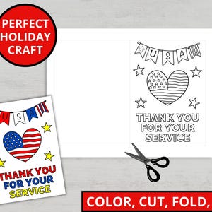 Veterans Day Coloring Card, Veterans Day Thank You Card, Homemade Cards ...