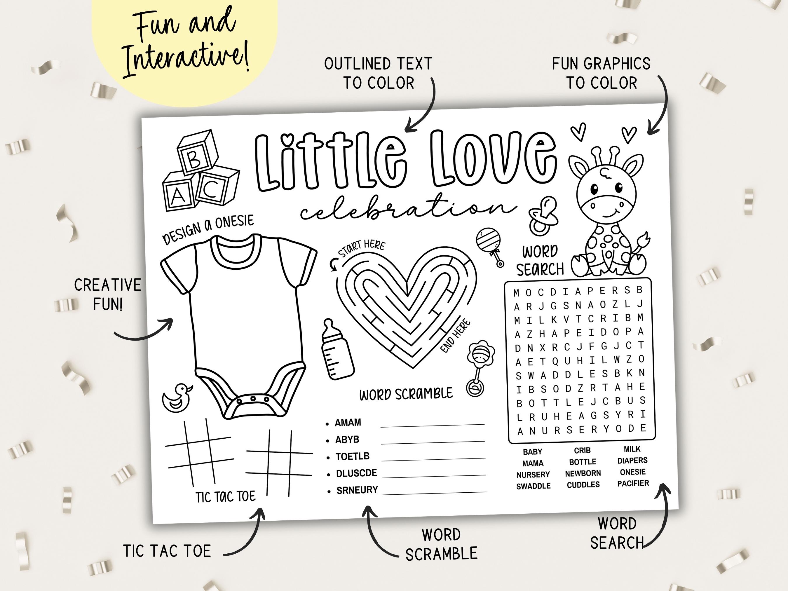 Baby Shower Coloring Placemat, Baby Shower Activity for Kids, Printable ...