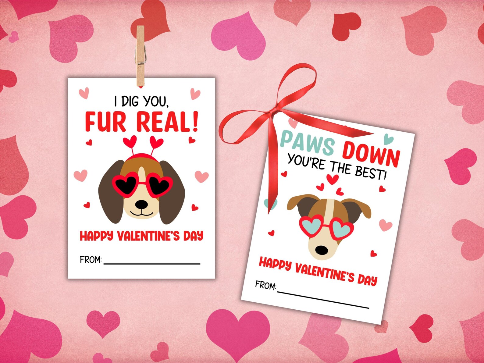 Printable Dog Valentines Day Cards, Classroom Valentines, Kids Class ...