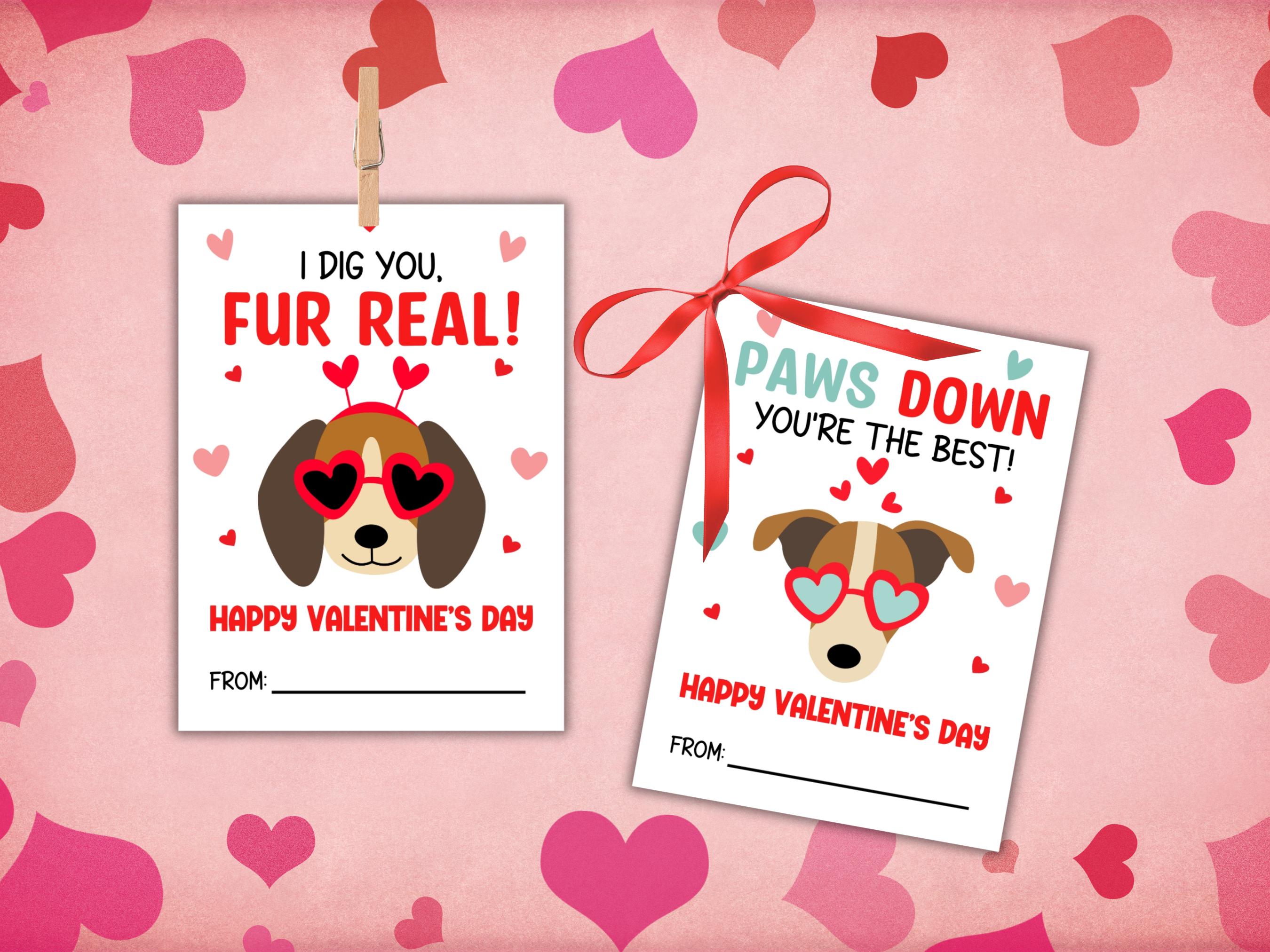 Printable Dog Valentines Day Cards, Classroom Valentines, Kids Class ...