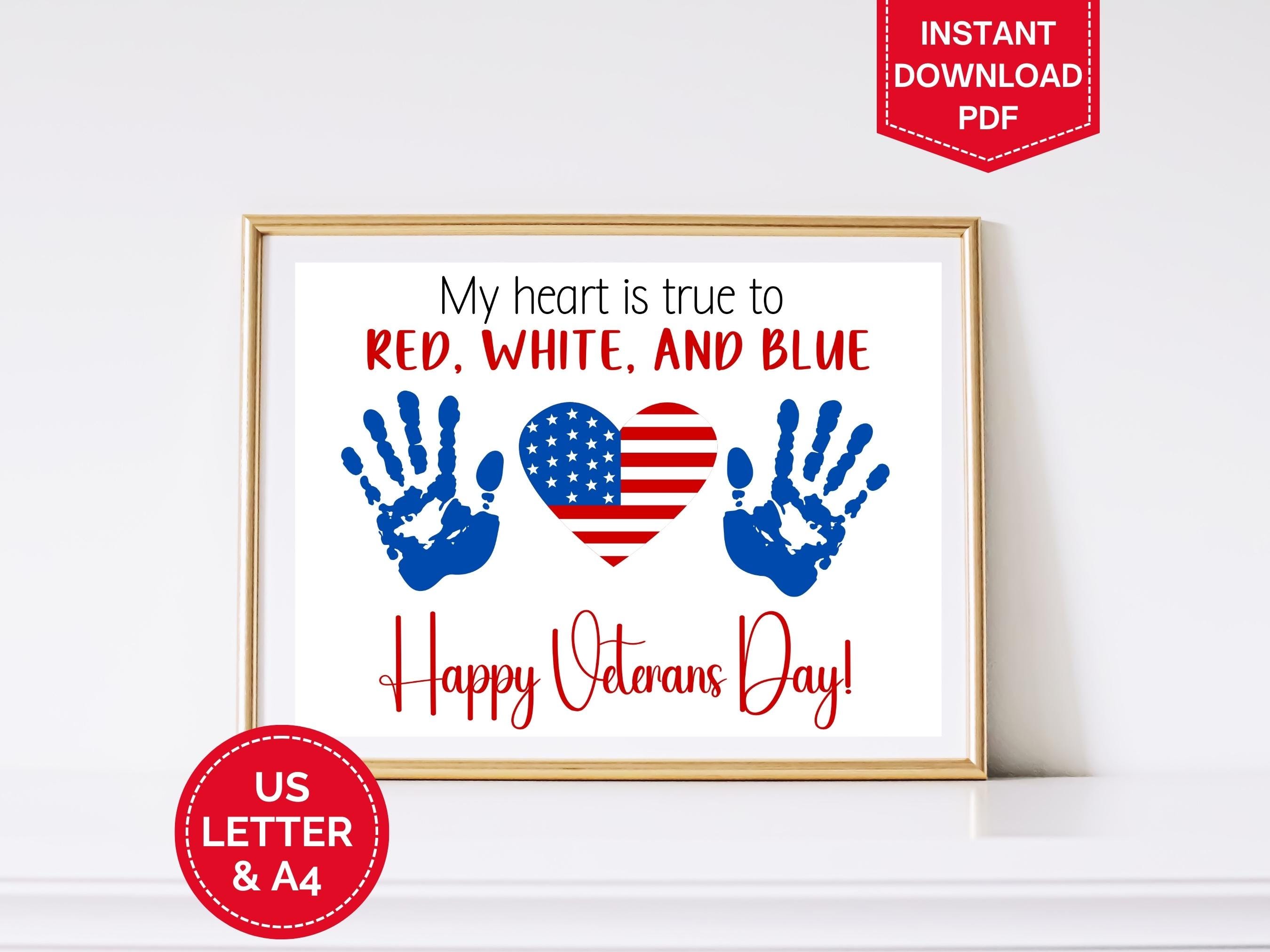 Veterans Day Handprint Art Craft, Handprint Keepsake, Toddler Handprint ...