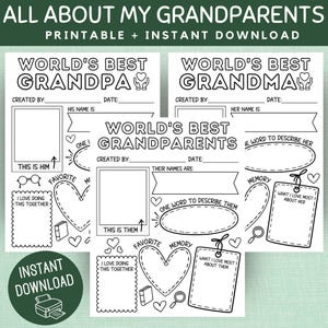 Grandparents Day Craft, All About My Grandpa Gift, All About My Grandma ...
