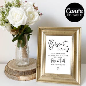 Wedding Favor Sign Template, Dog Treat Wedding Favor Sign, Biscuit Bar ...
