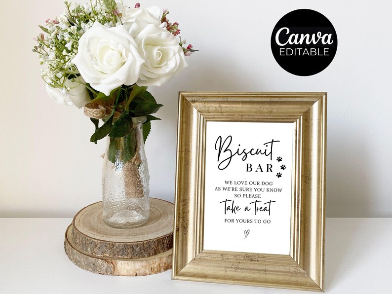 Wedding Favor Sign Template, Dog Treat Wedding Favor Sign, Biscuit Bar ...