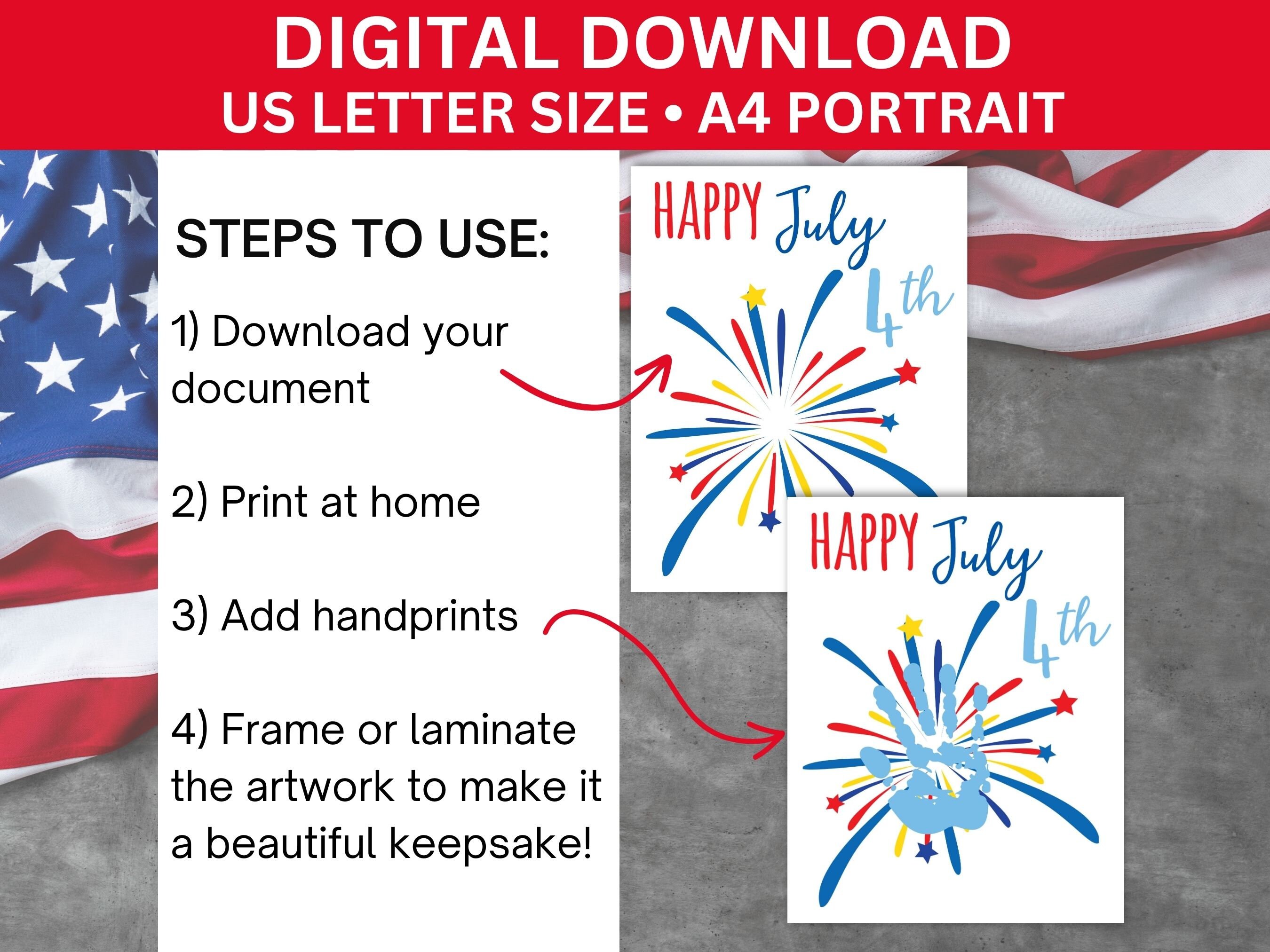 Happy 4th Handprint Art, Patriotic Independence Day Craft for Kids ...