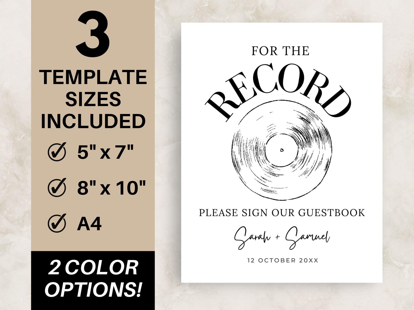 For the Record, Please Sign Our Record Guestbook, Wedding Record Sign ...